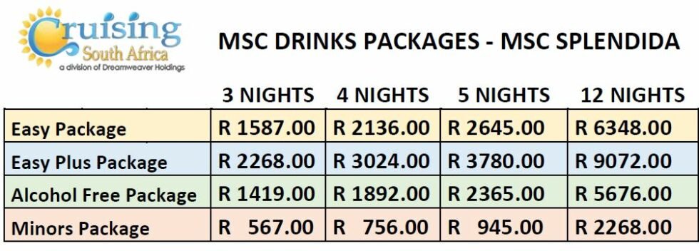 Drink Packages MSC Cruises - Cruising South Africa (Pty) Ltd